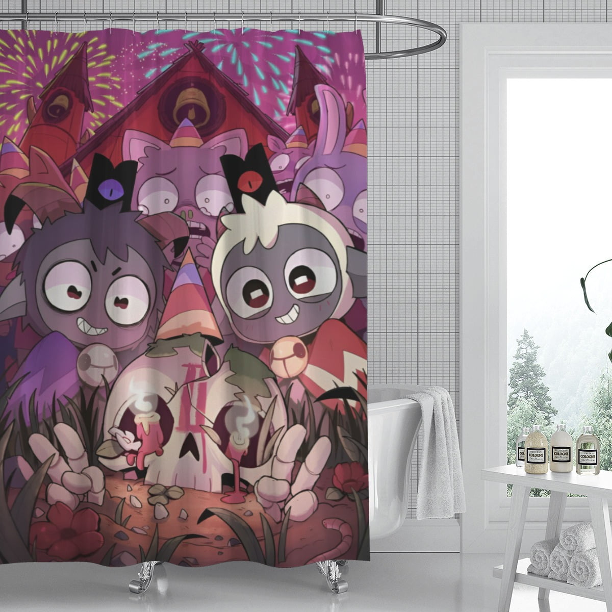 Cult of the Lamb shower curtain features an iconic print, is waterproof ...