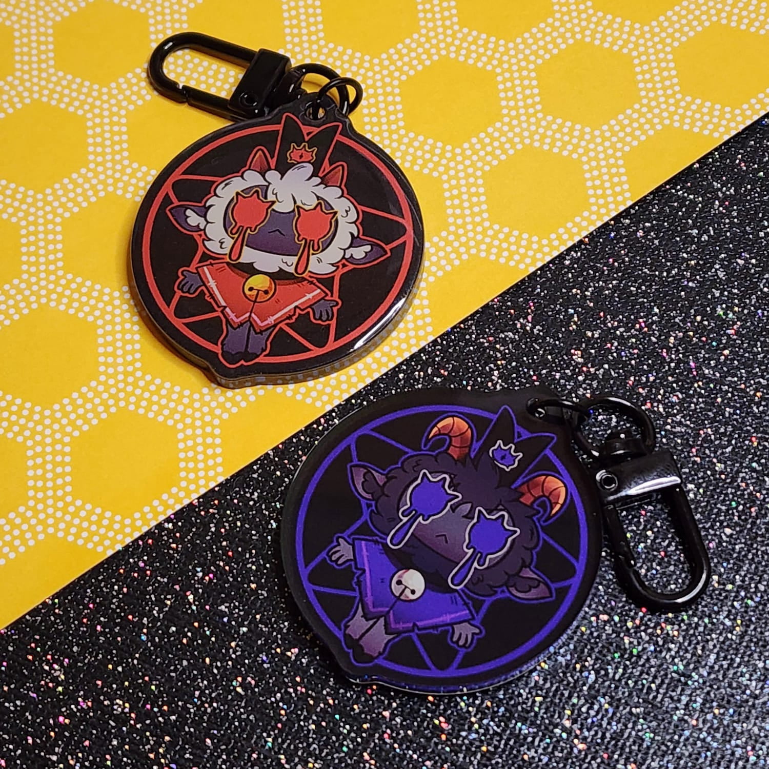 Cult of the Lamb Keychain | Double Sided Acrylic Charm Lamb Goat Goth ...