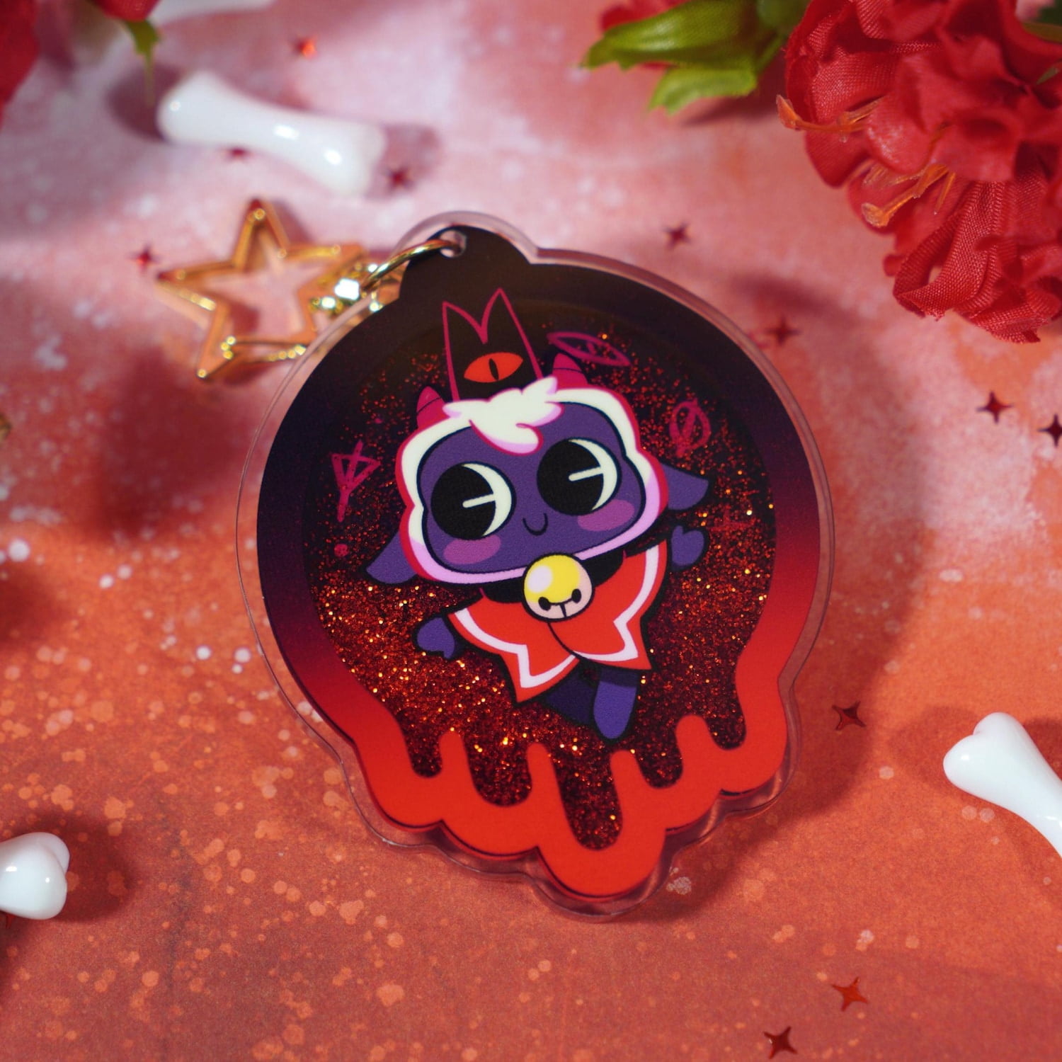 Cult of the Lamb Liquid Quicksand Shaker Keychain - Acrylic Charm - 3in ...