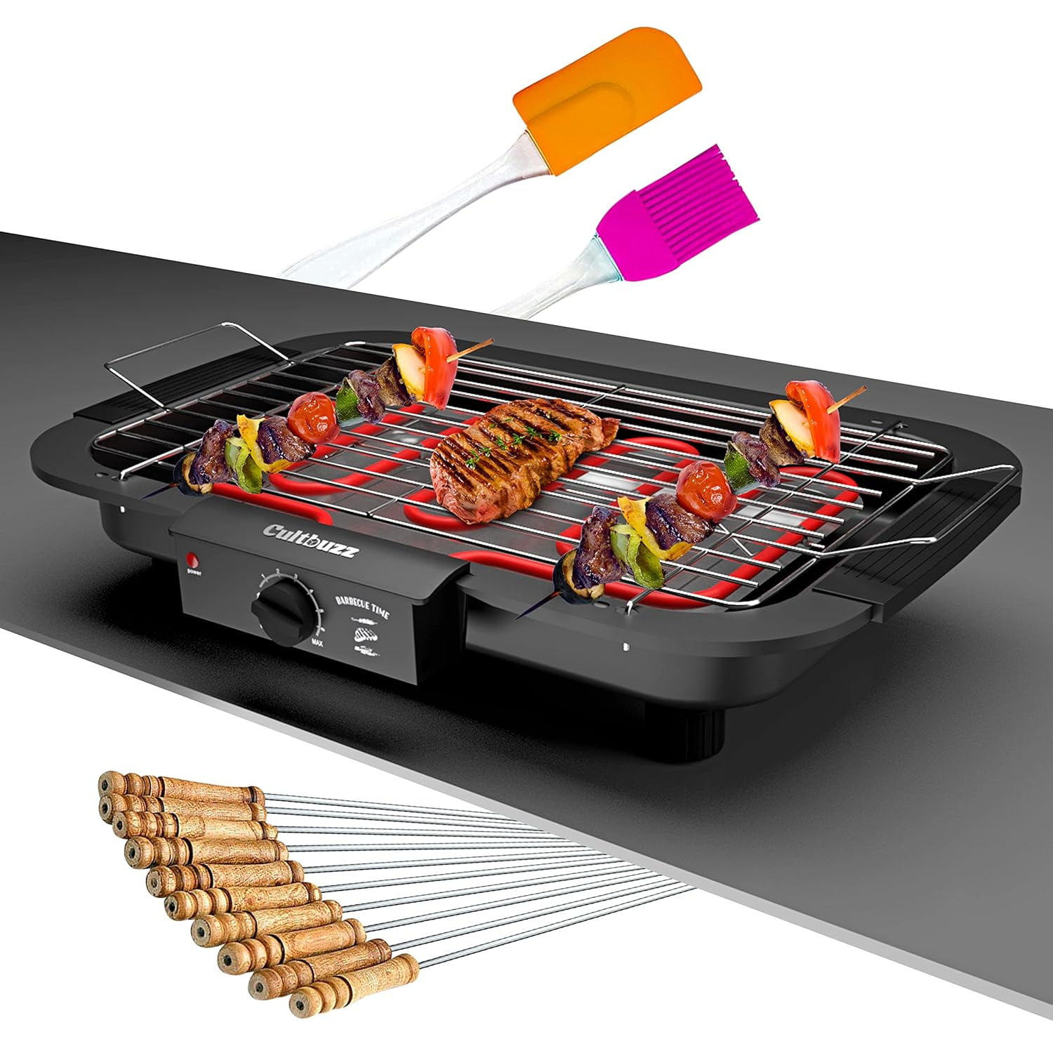 Cultbuzz 2000 Watt Electric Barbecue Grill Smokeless Portable ...