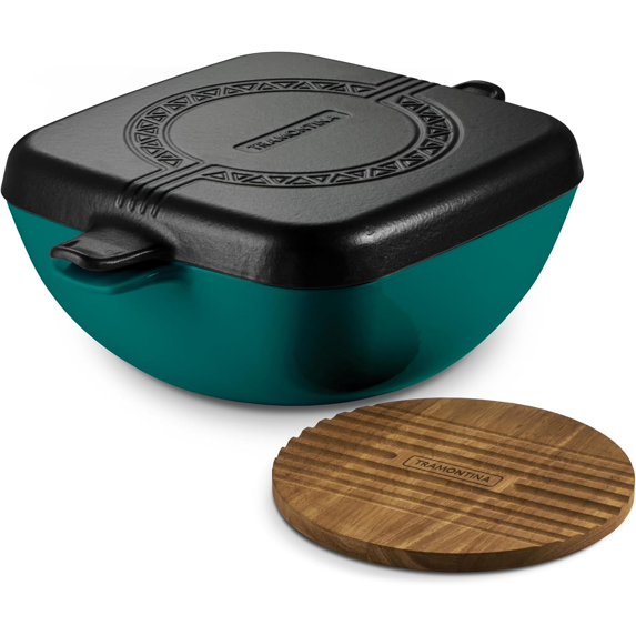 Cultura 2-in-1 Enameled Cast Iron Dutch Oven Pot with with Reversible ...