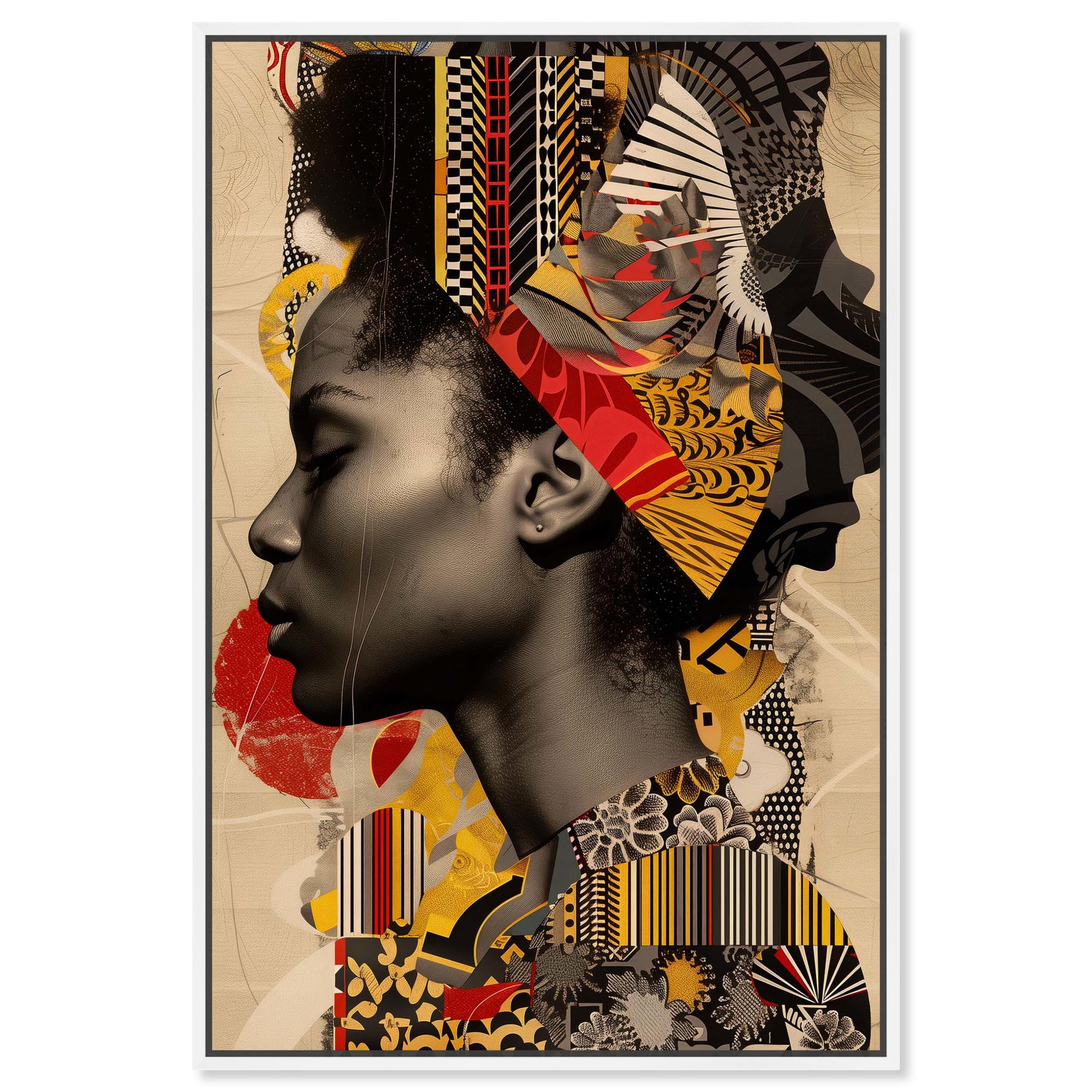 Cultural Collage Canvas Glam Art by Art Remedy, White Frame, 30 x 45 ...