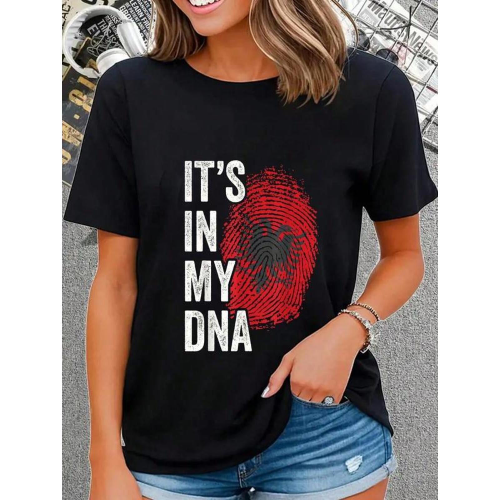 Cultural Identity Graphic Tee, Tops Has "IT'S IN MY DNA" & Albanian ...