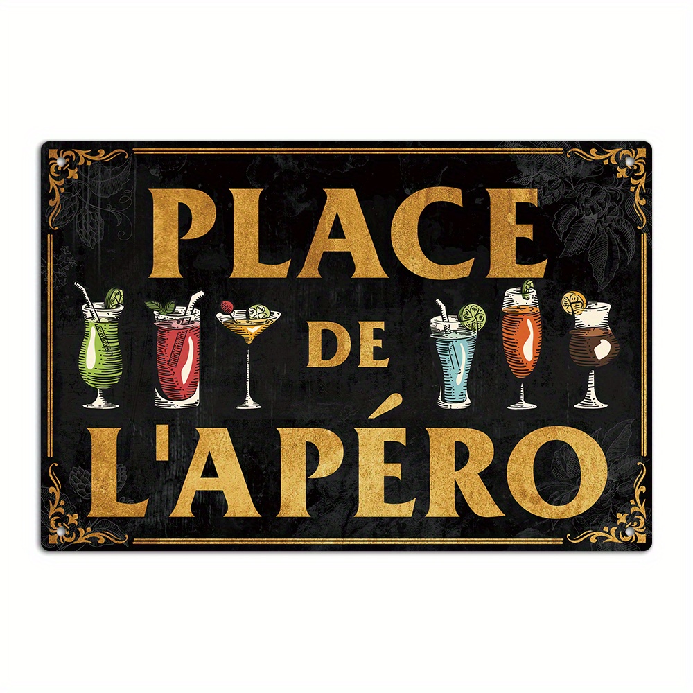 Cultural tribute, chic French vintage metal signboard - "Aperos Square ...