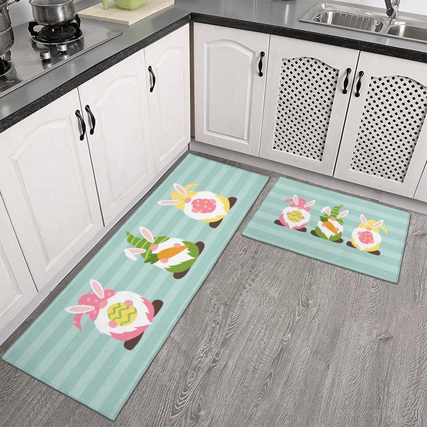 Culturalnav Easter Day Kitchen Rugs Set of 2 Gnome Floor Mat Farmhouse ...
