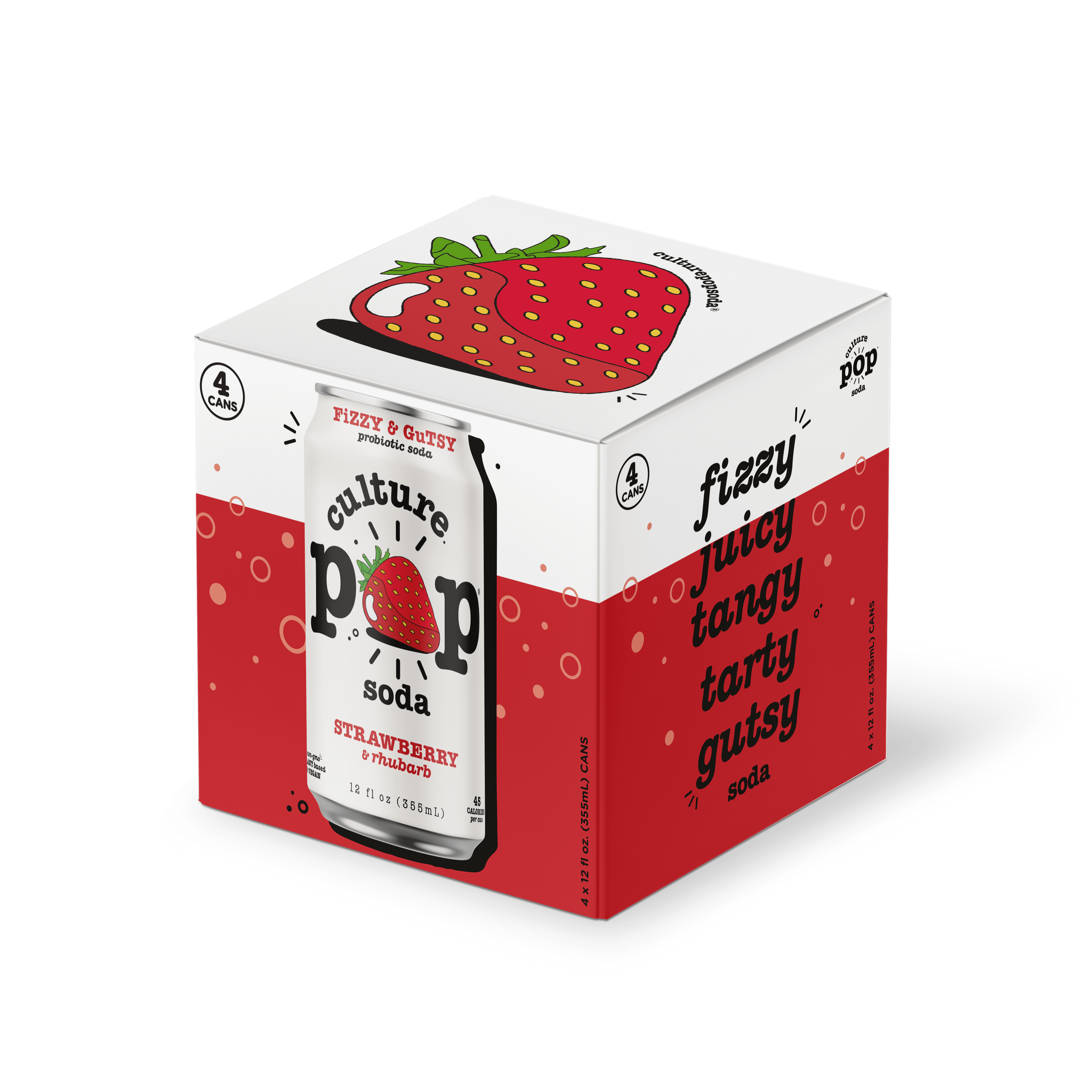 Culture Pop Soda Probiotic Strawberry Rhubarb, 4pk, 12 fl oz - Walmart.com