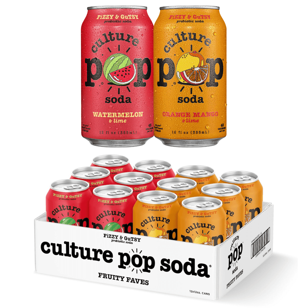 Culture Pop Soda Sparkling Probiotic Drink, Fruity Faves Variety Pack, 12 Pack, 12 Fl Oz Cans ...