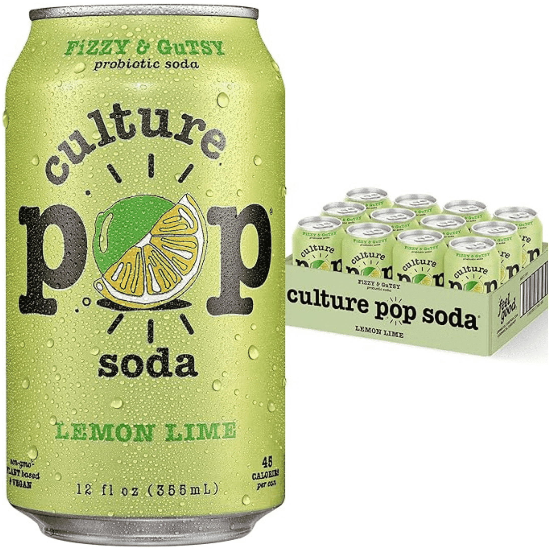 Culture Pop Soda Sparkling Probiotic Drink, Lemon Lime, 12 Pack, 12 Fl ...