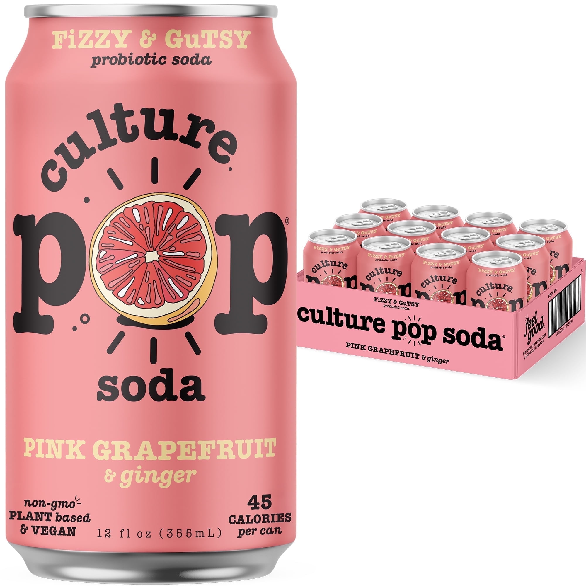 Culture Pop Soda Sparkling Probiotic Drink, Pink Grapefruit, 12 Pack, 12 Fl Oz Cans - Shop Black ...