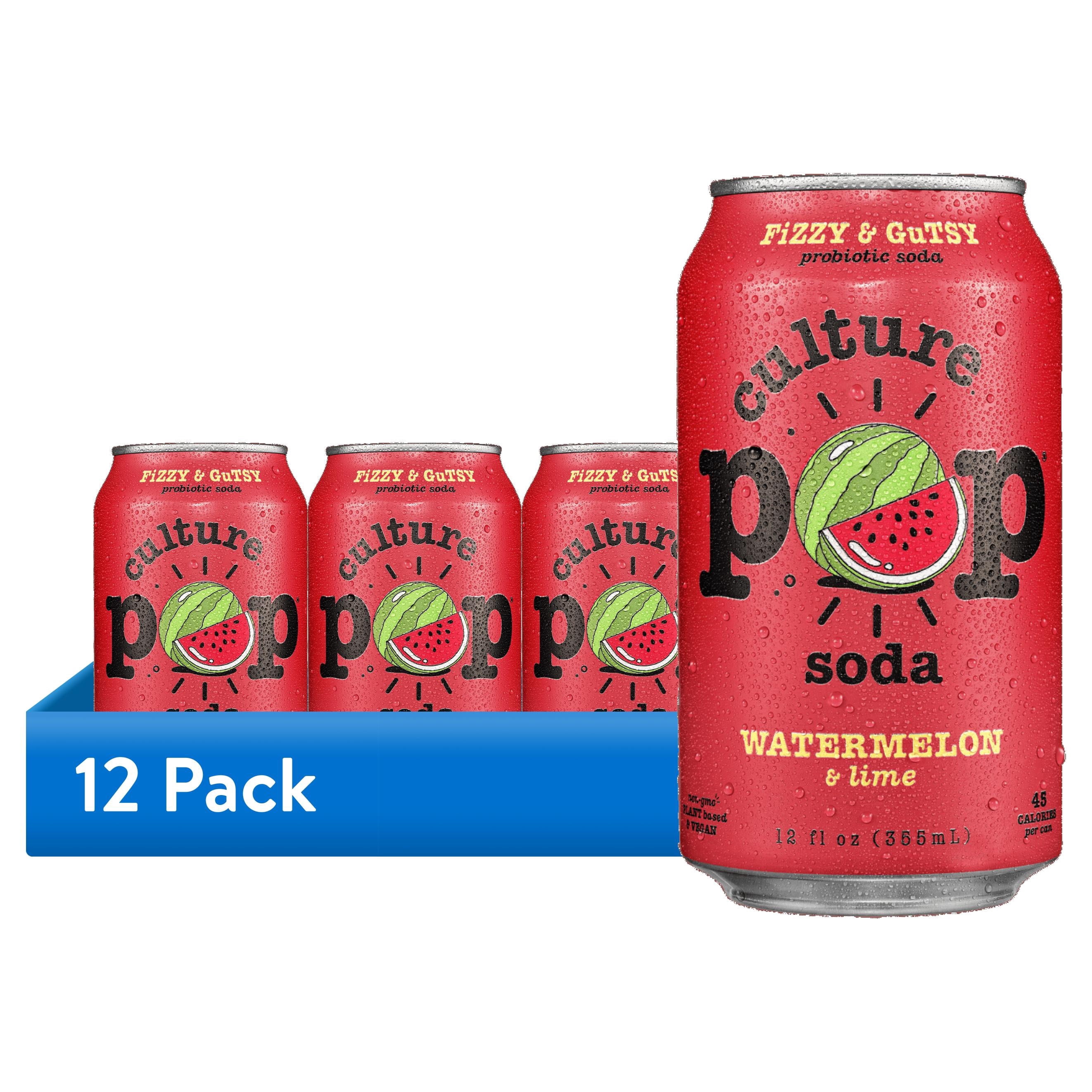 Culture Pop Soda Sparkling Probiotic Drink, Watermelon, 12 Pack, 12 Fl ...