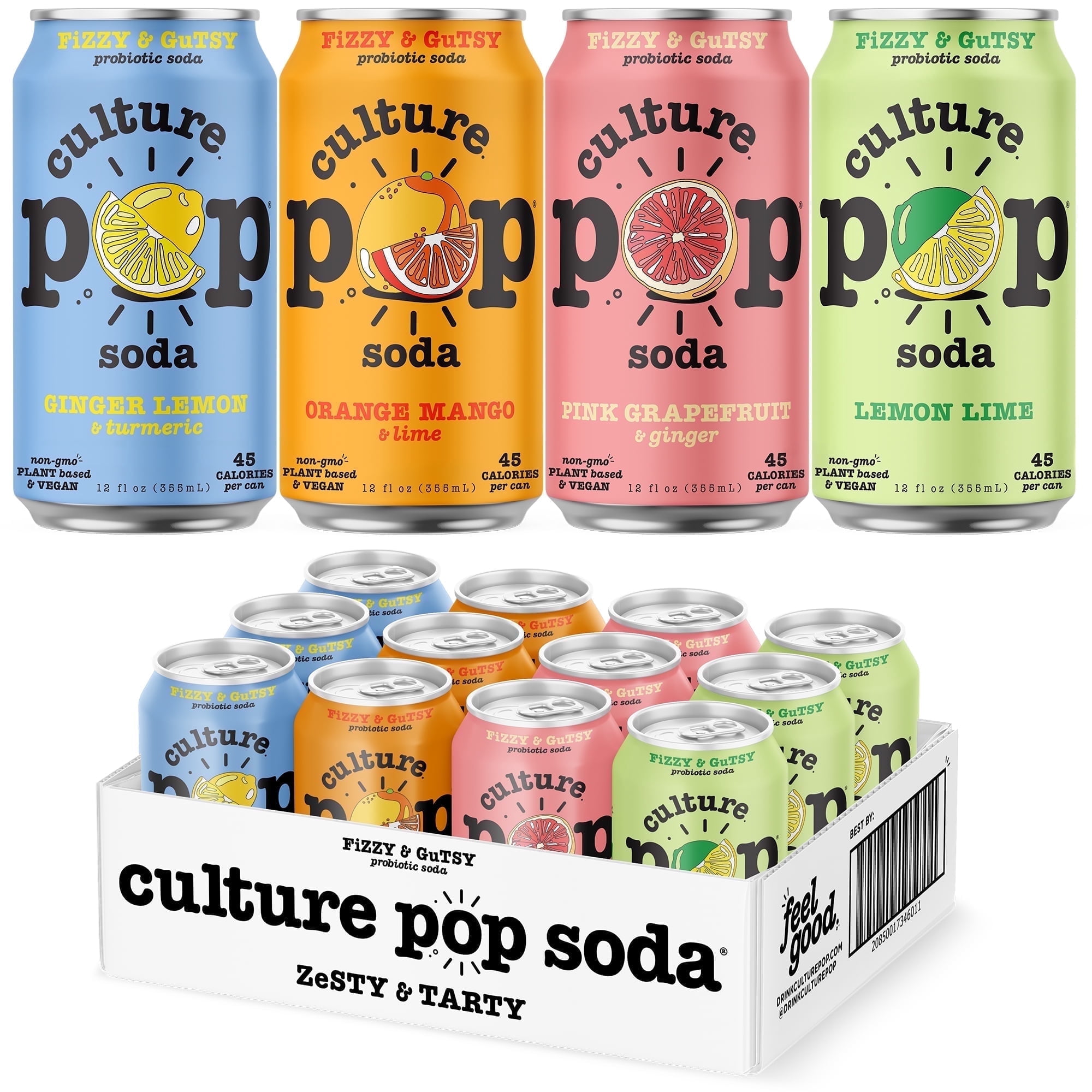 Culture Pop Soda Sparkling Probiotic Drink, Zesty & Tarty Variety Pack ...