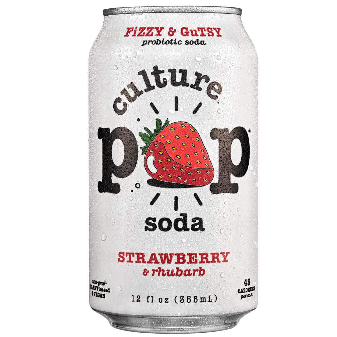 Culture Pop Soda Strawberry Rhubarb, Probiotic, Vegan, 12 fl oz ...