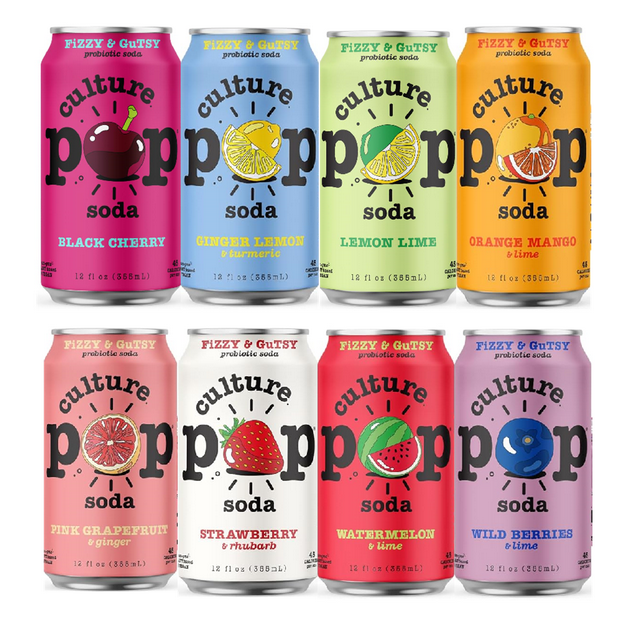 Culture Pop Sparkling Probiotic Soda, 40 Calories, Vegan, 12 Fl Oz Cans ...