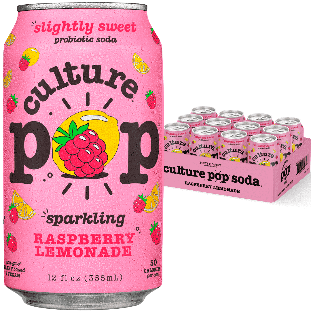 Culture Pop Soda Sparkling Raspberry Lemonade Probiotic Drink, 12 Pack ...