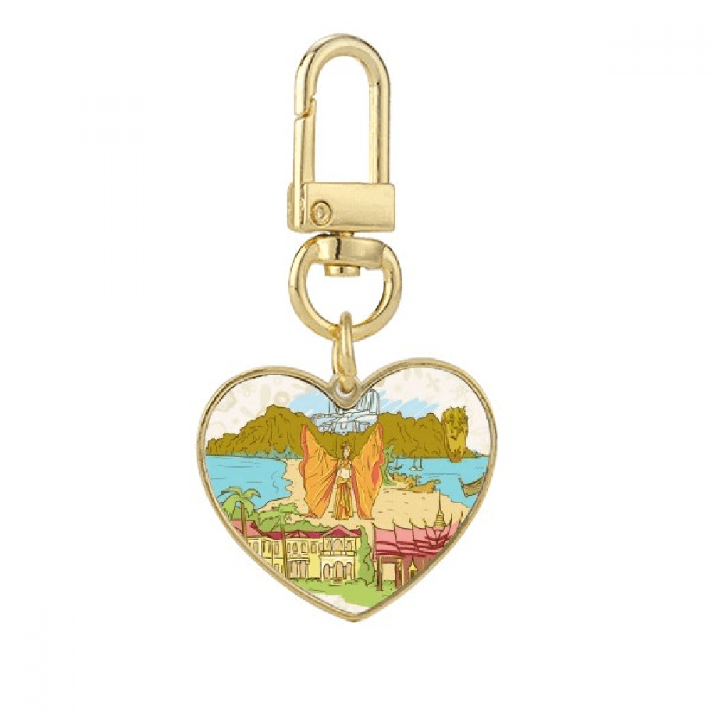 Culture Temple Landmark Gold Heart Keychain Metal Keyring Holder ...