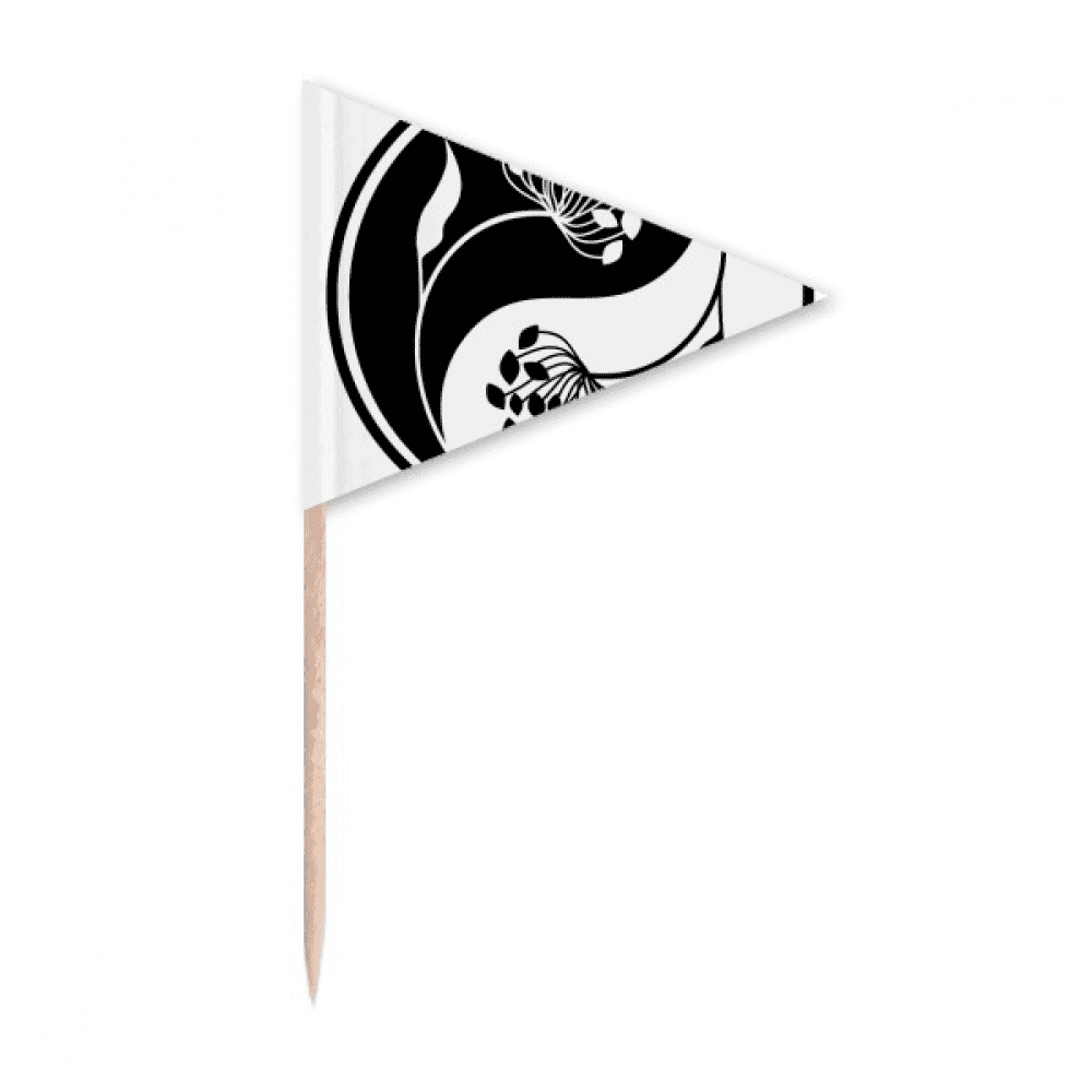 Culture Yin-yang Black White Flower Toothpick Triangle Cupcake Toppers ...