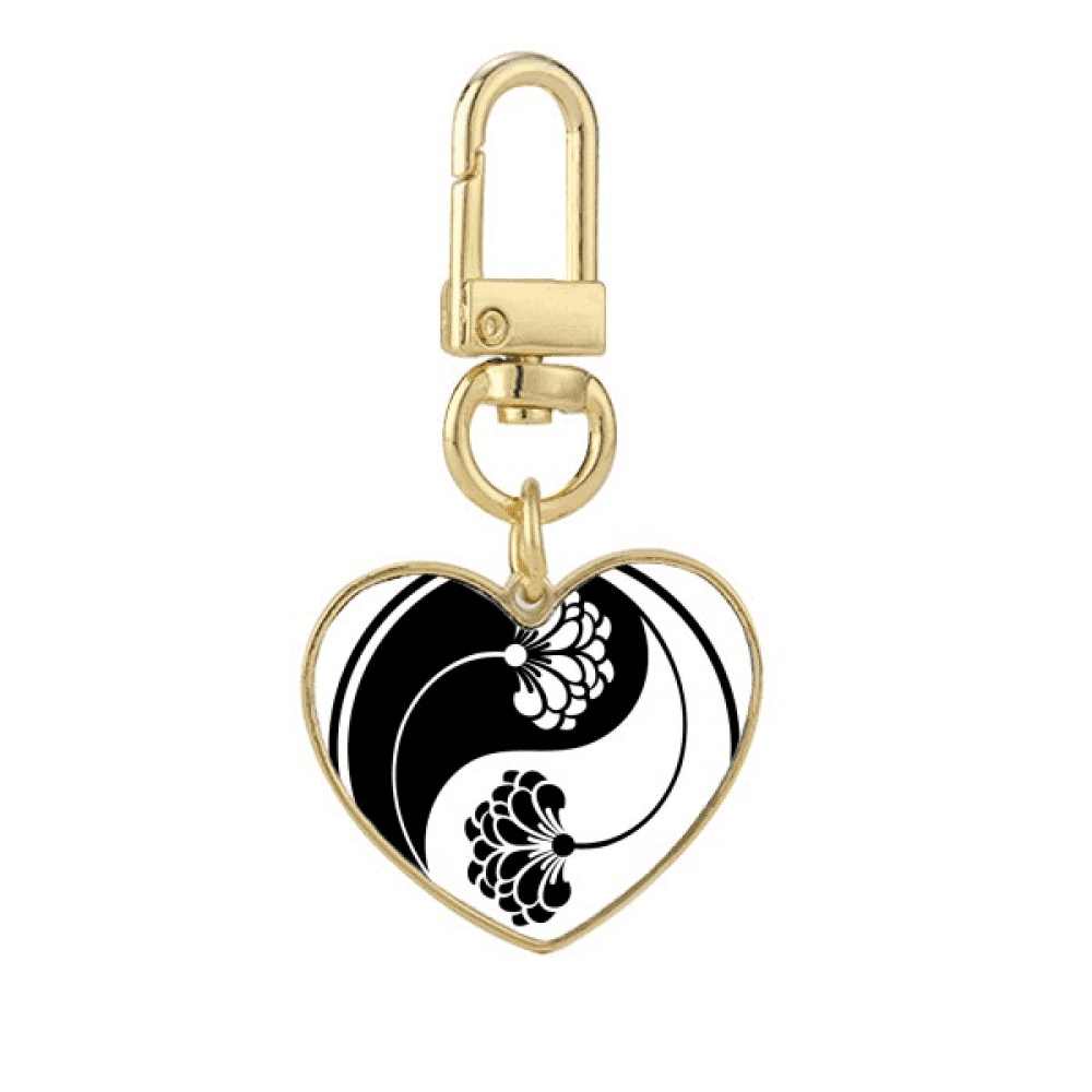 Culture Yin-yang Flower Gold Heart Keychain Metal Keyring Holder ...