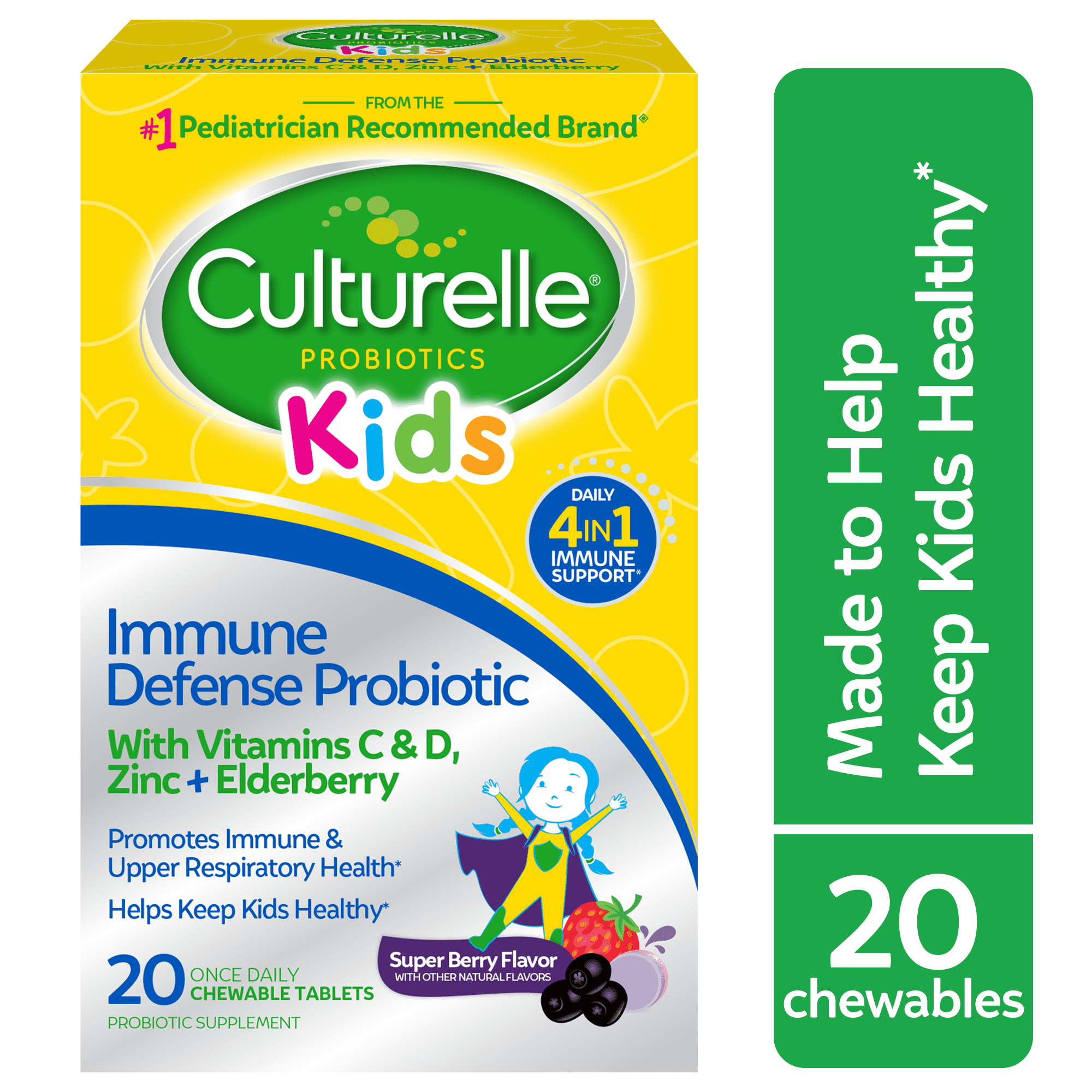 Culturelle Probiotics Kids Immune Defense Daily Chewables Supplement, 4 ...