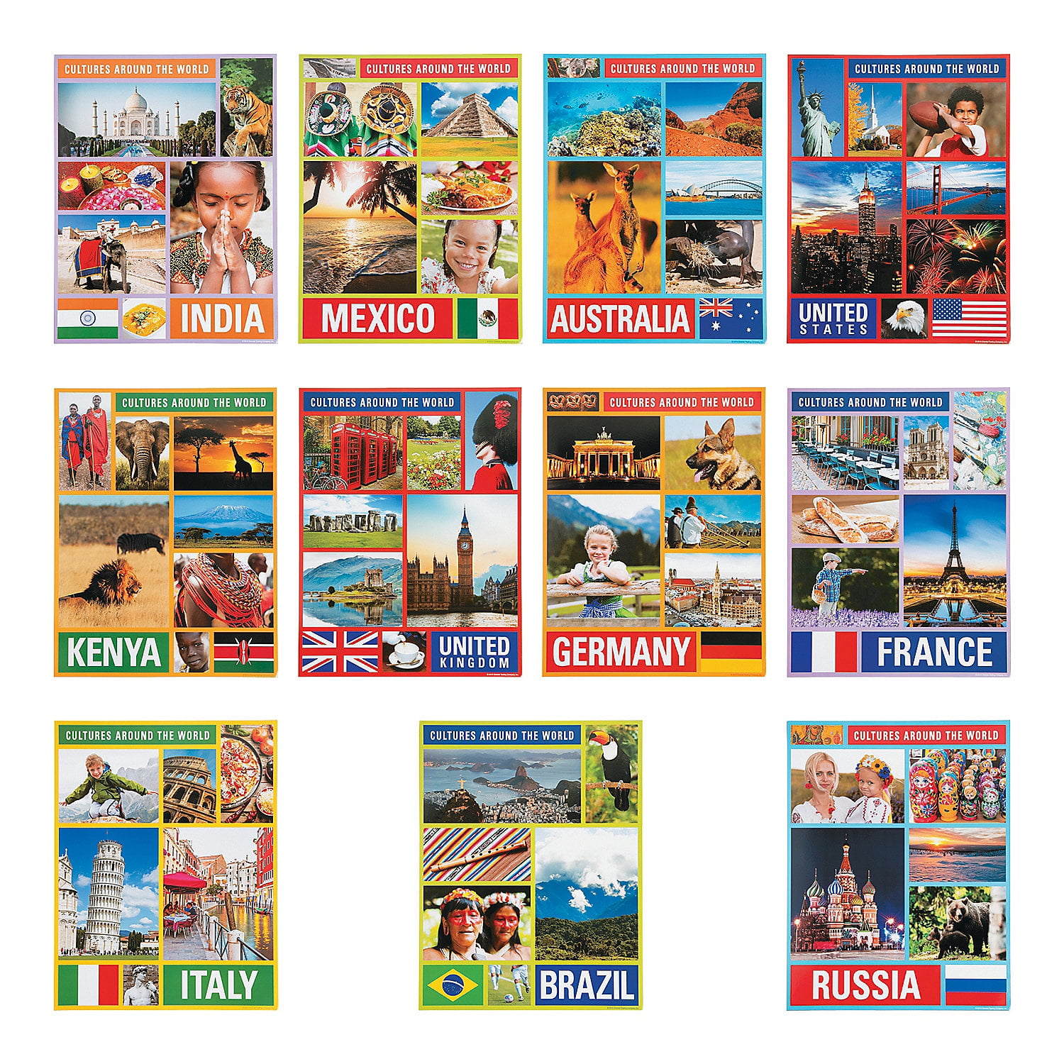 Cultures Around The World Learning Chart - Educational - 12 Pieces ...