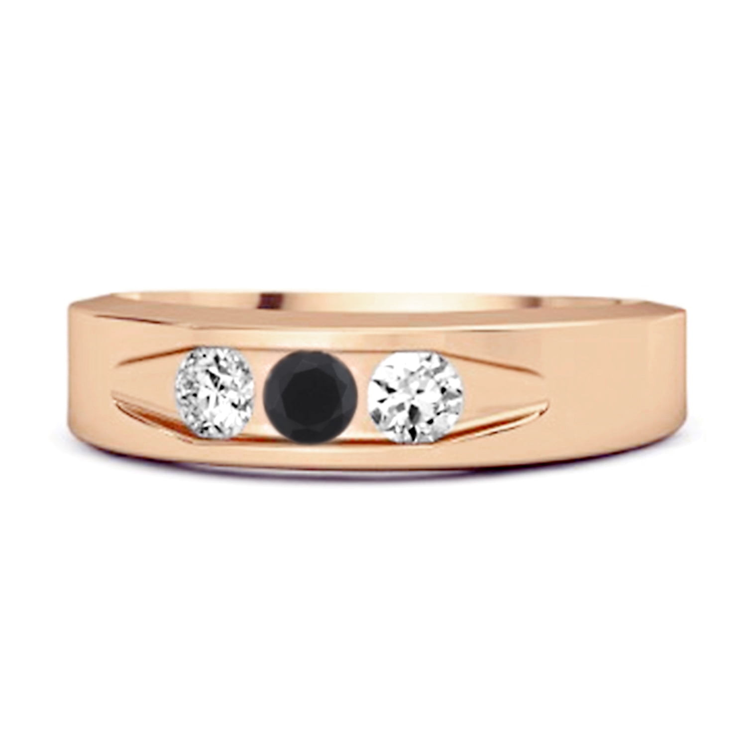 Culvert Ring 925 Sterling Silver Rose Vermeil 0.30 Ct Black Spinel ...