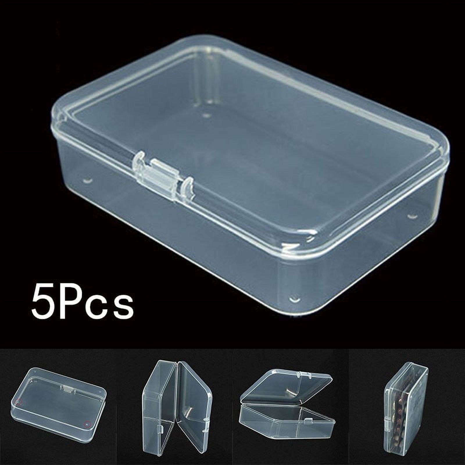 Cumbed 5Pcs Small Plastic Containers with Hinged Lids, Rectangle Clear ...