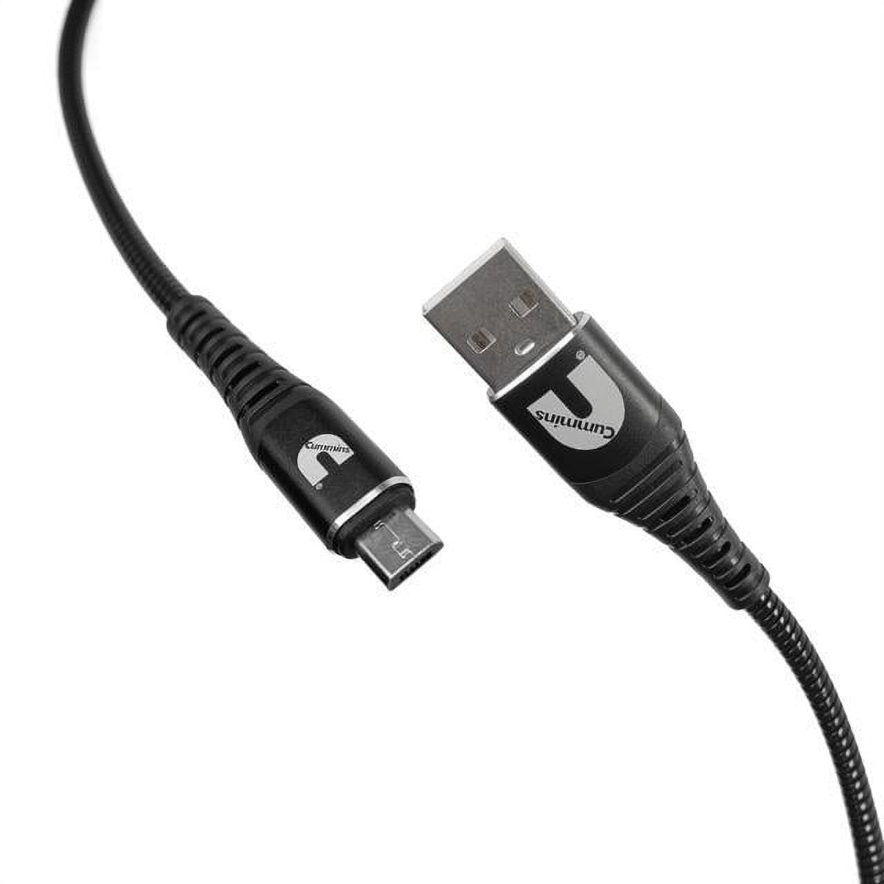 Cummins CMN4714 Black 4ft Flex Steel USB to Micro USB Charging Cable ...