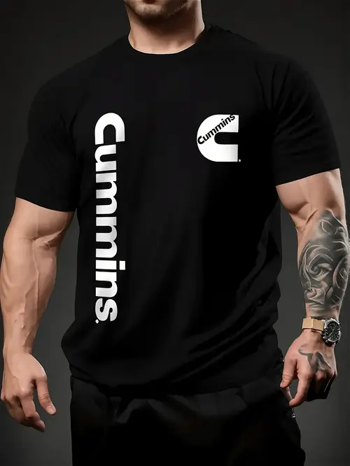 Cummins Logo on Black Background Heavyweight Oversized Tee for Men ...