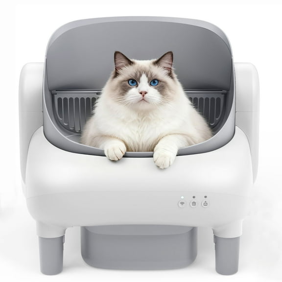 Thereye Self-Cleaning Cat Litter Box,Open-Top Automatic Litter Box with ...