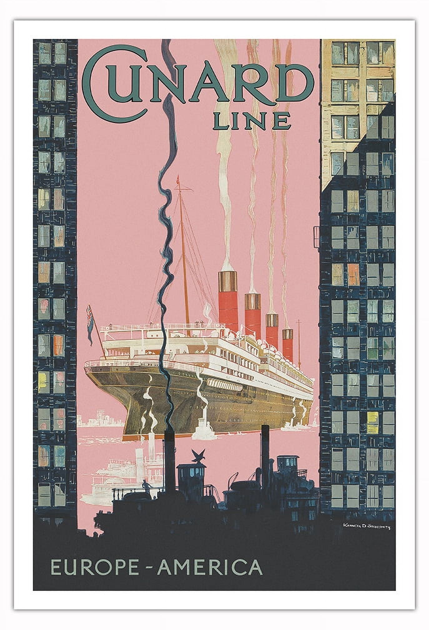 Cunard Line - Europe to America - S.S. Aquitania - Vintage Ocean Liner ...