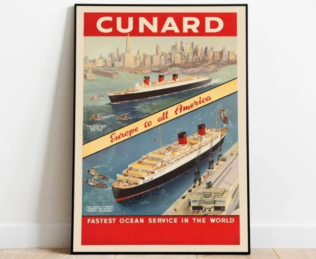 Cunard Line Europe To All America Vintage Travel Poster, Wall Art NO ...