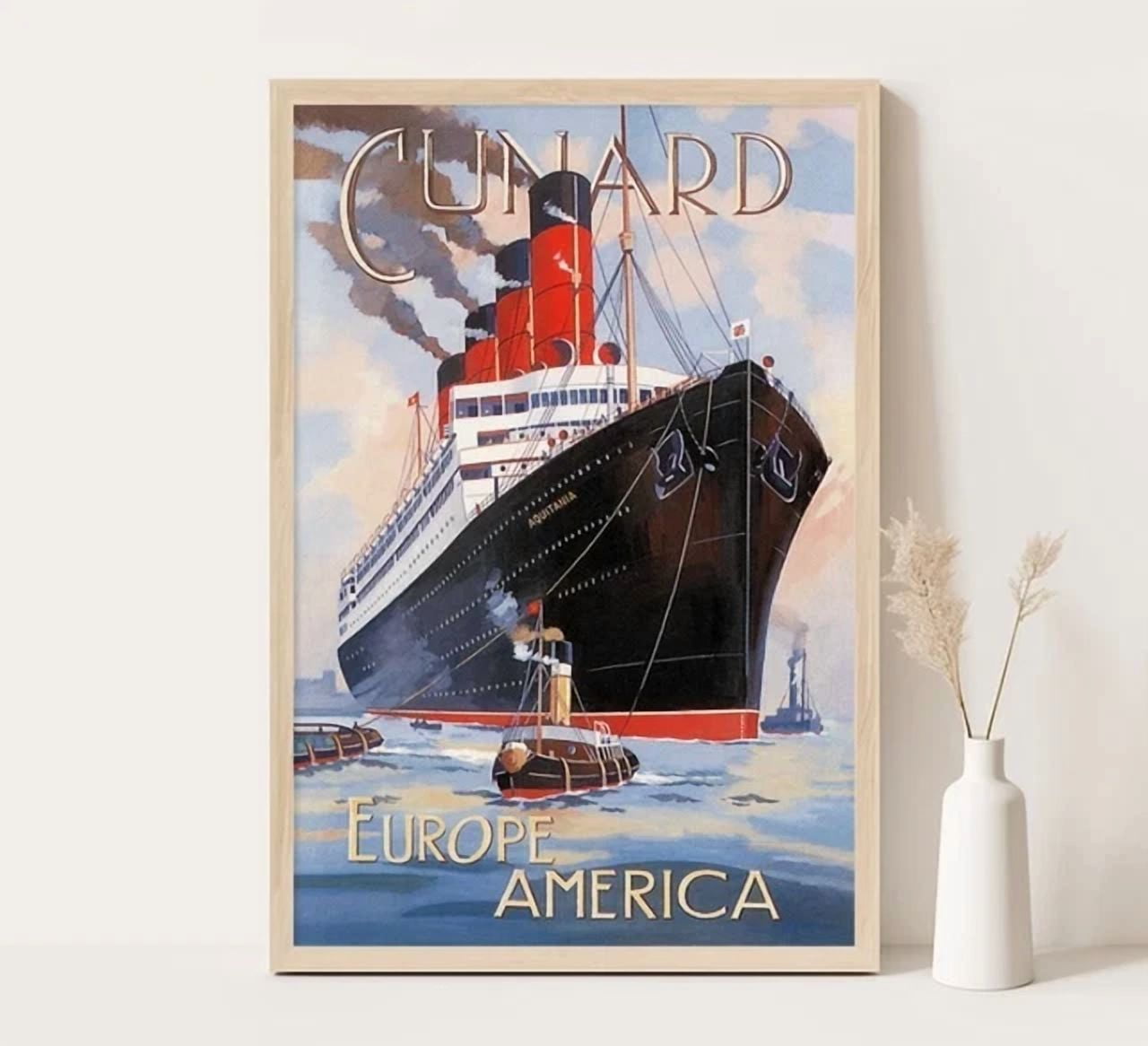 Cunard Line Europe To America Vintage Travel Poster Art Home Decor ...