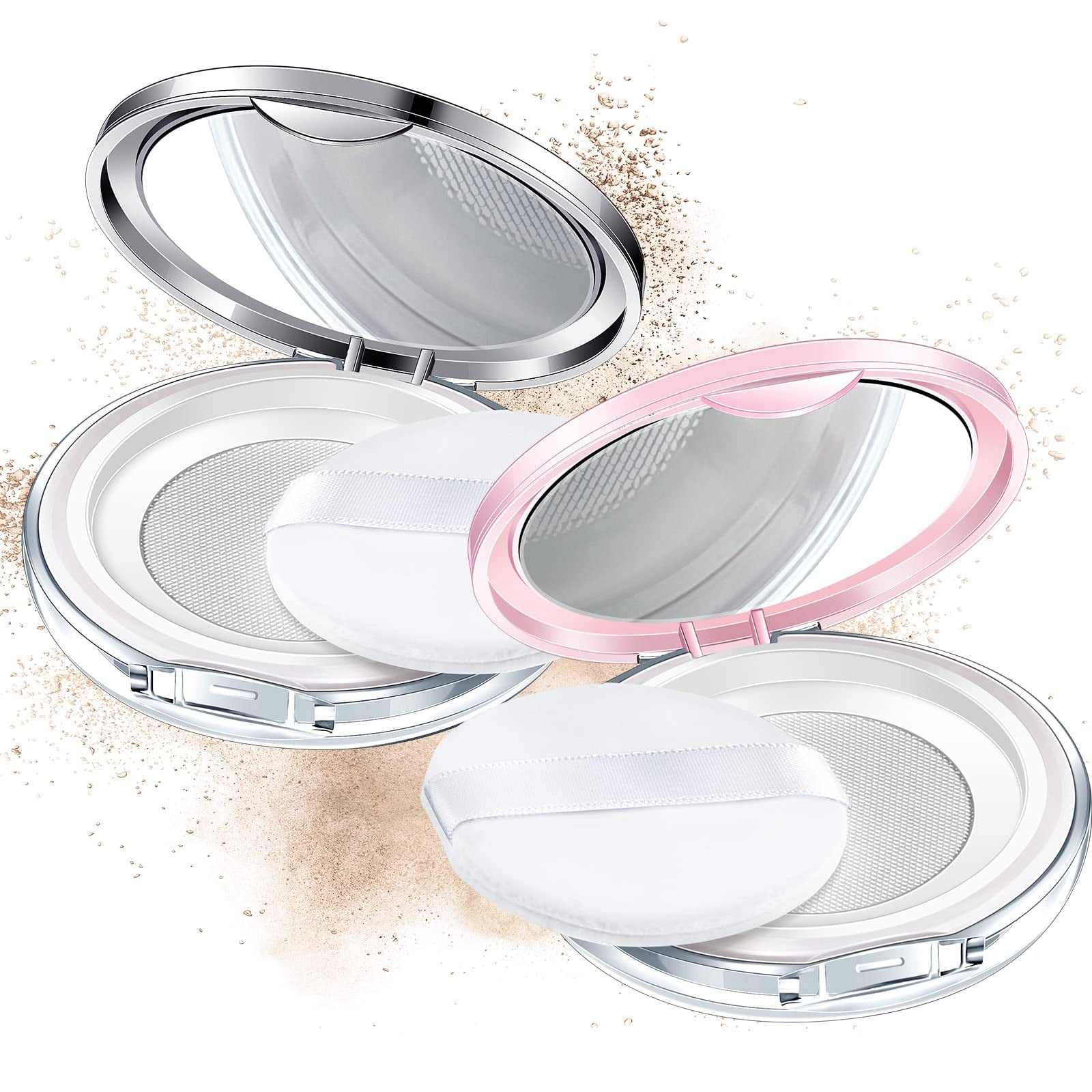 Cunhill 2 Pcs Loose Powder Container with Puff 0.17/0.7 oz Reusable ...