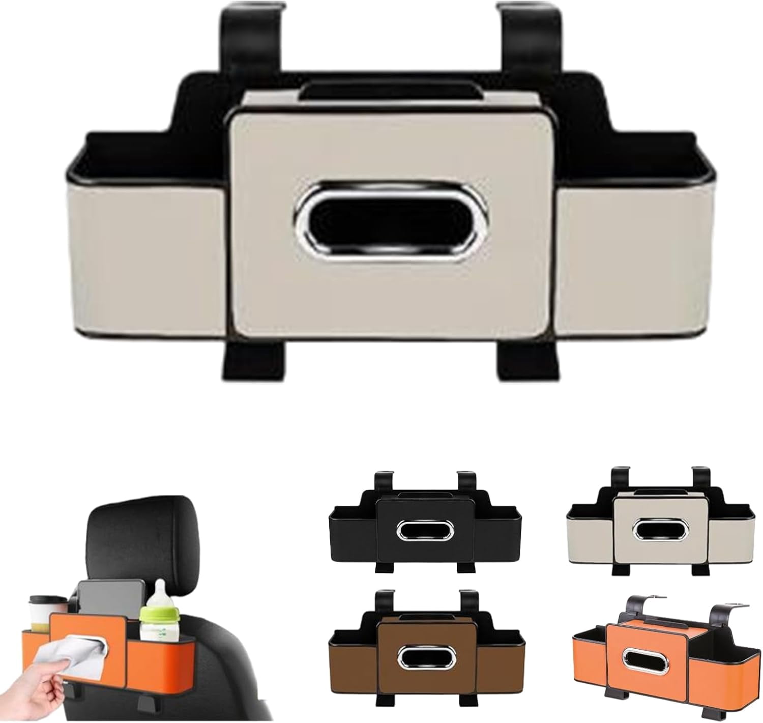 Cuoff 3-in-1 Car Backseat Organizer with Dual Cup Holders, Seat Back ...