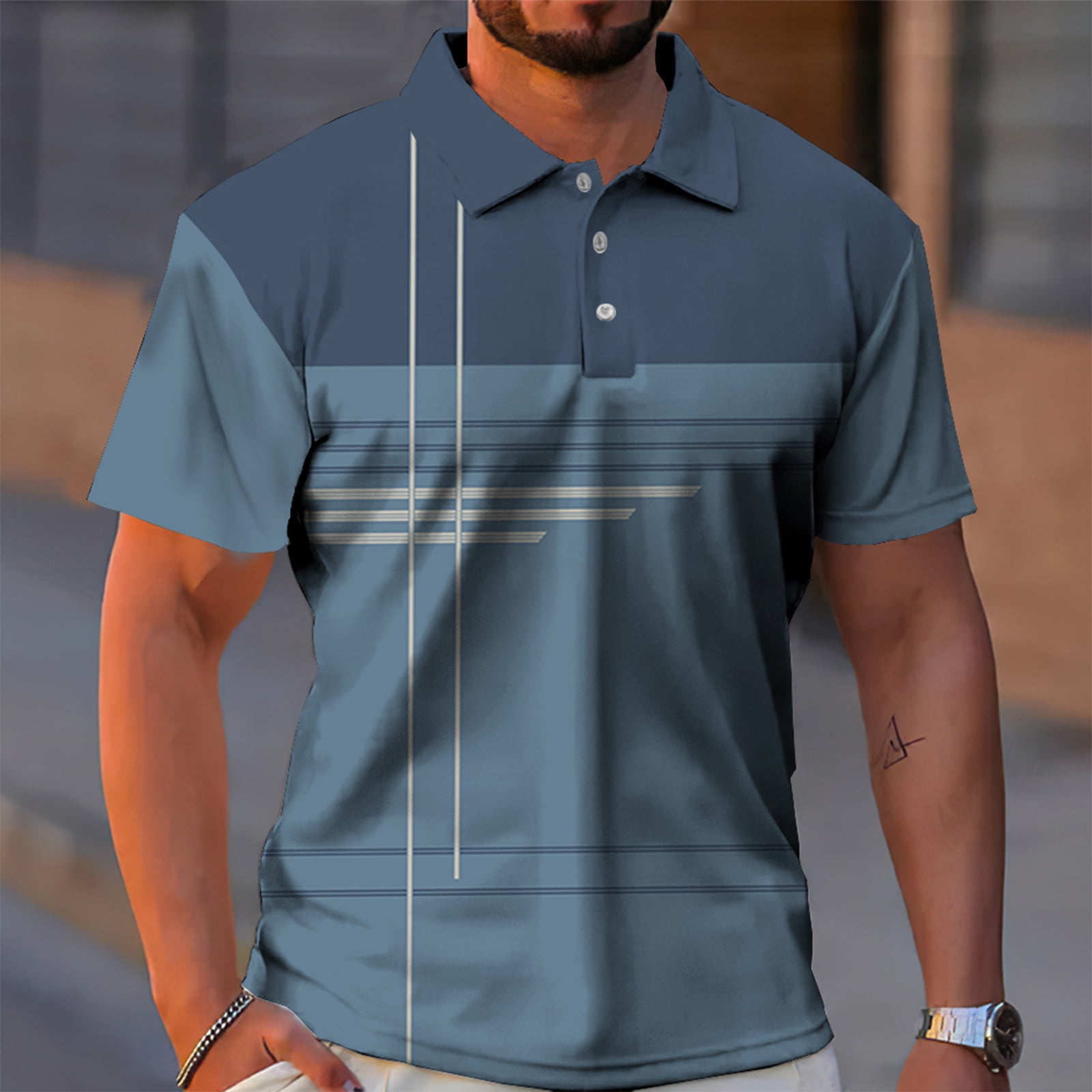 Cuoff Men's golf shirt casual sports V-neck short-sleeved polo shirt ...