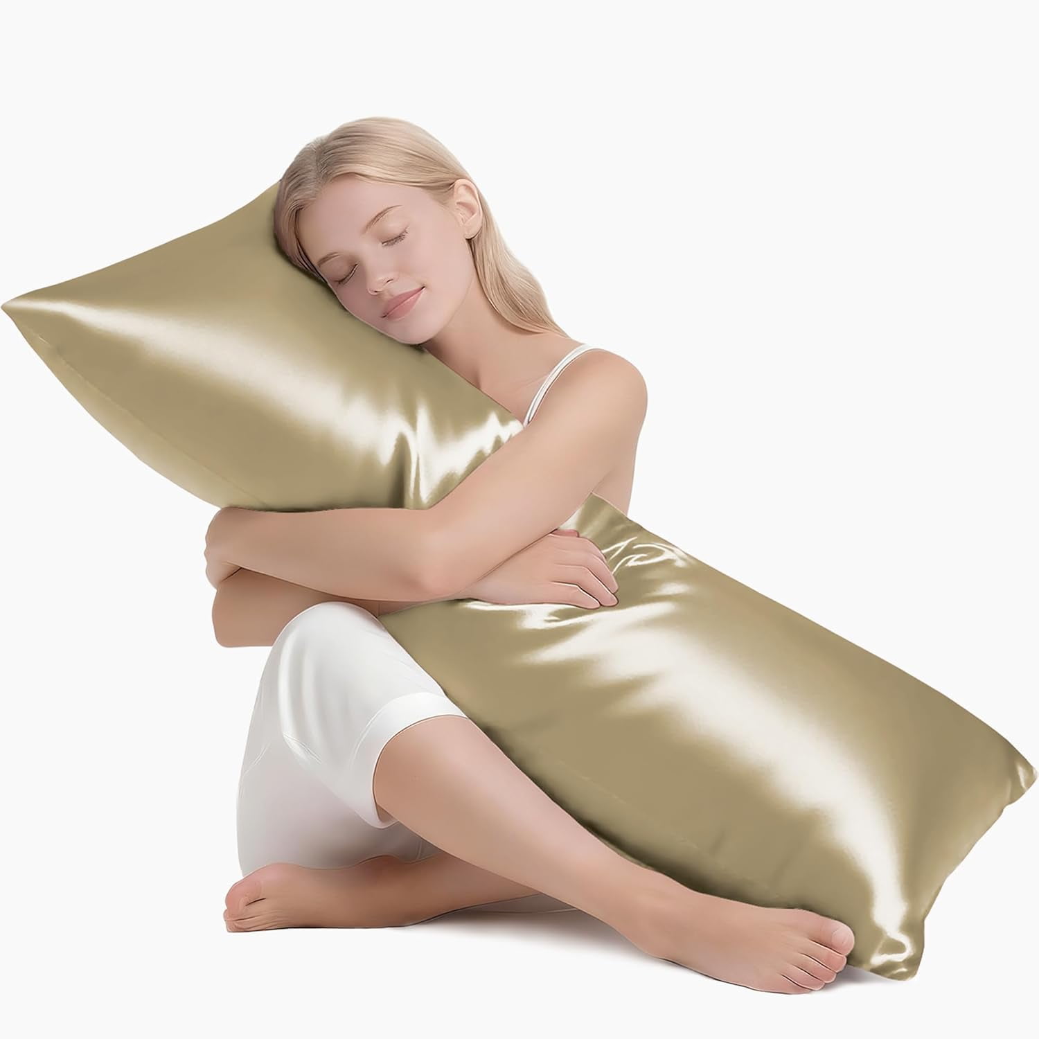 Cuoff Satin Body Pillow Cover, Soft and Breathable Body Pillow Case ...