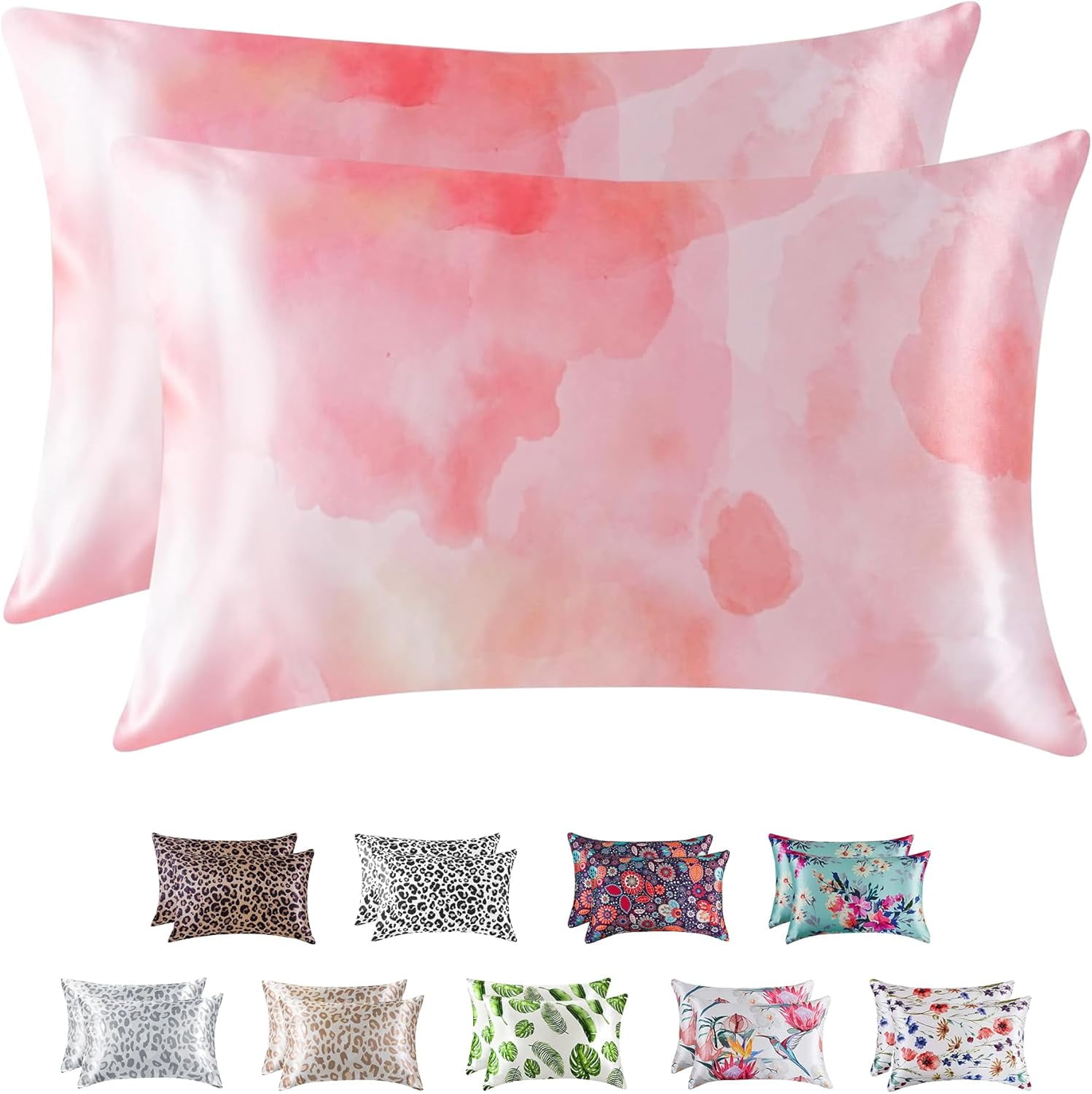 Cuoff Satin Pillowcase for Hair and Skin, Silk Satin Pillowcase 2 Pack ...