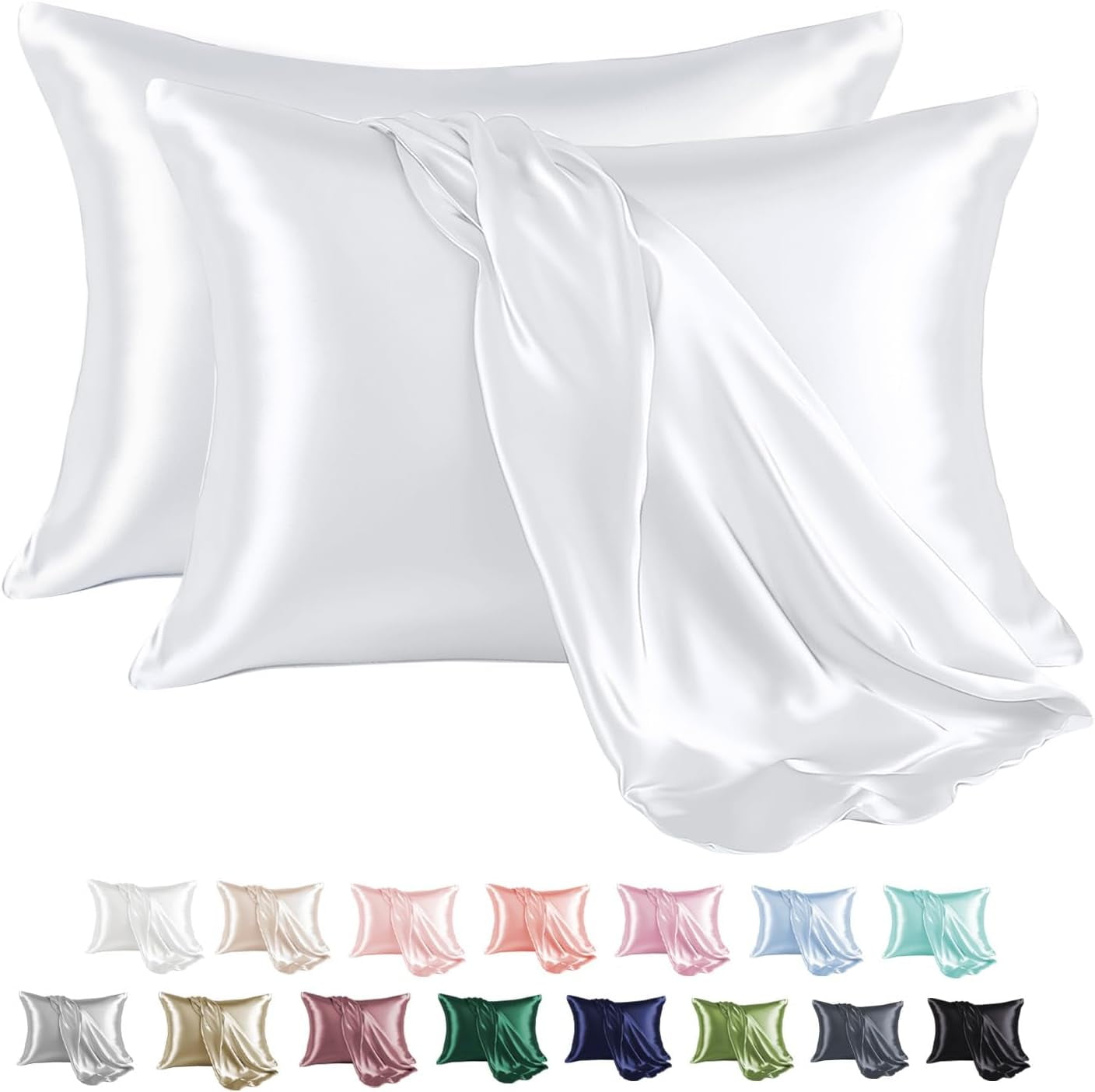 Cuoff Satin Pillowcase for Hair and Skin, Silk Satin Pillowcase 2 Pack ...