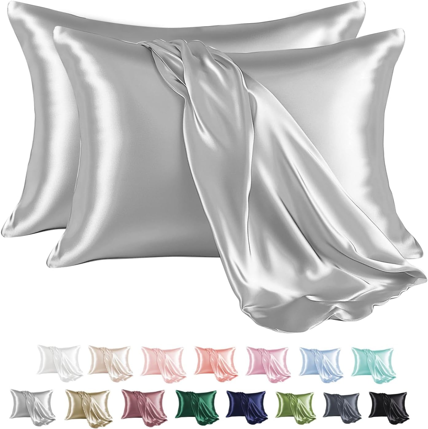 Cuoff Satin Pillowcase for Hair and Skin, Silk Satin Pillowcase 2 Pack ...