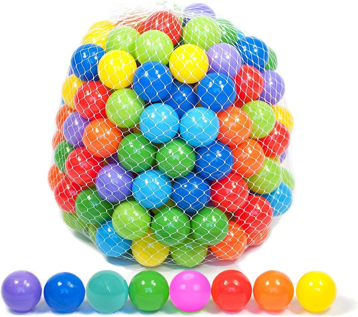 Cuoff Soft Plastic Mini Ball Pit Balls 100 Count - w/ 8 Vibrant Colors ...