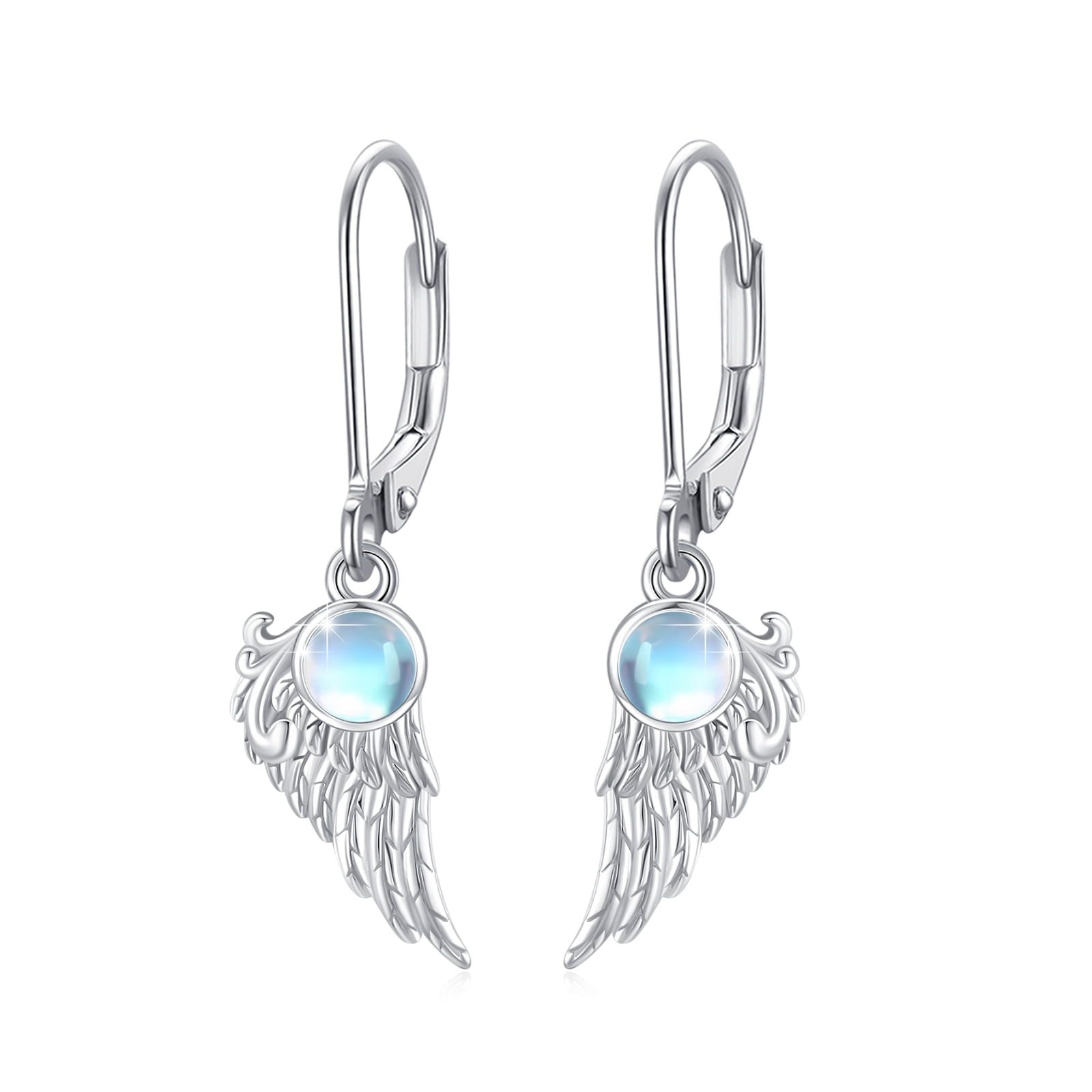 Cuoka Angel Wings Earrings 925 Sterling Silver Moonstone Leverback ...