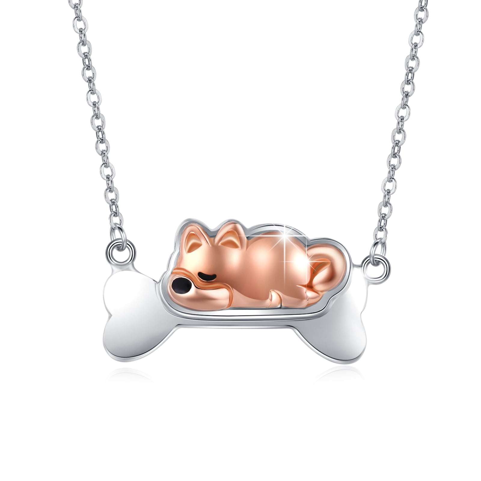 Cuoka Puppy Necklace 925 Sterling Silver Cute Dog Pendant Necklaces 18K ...