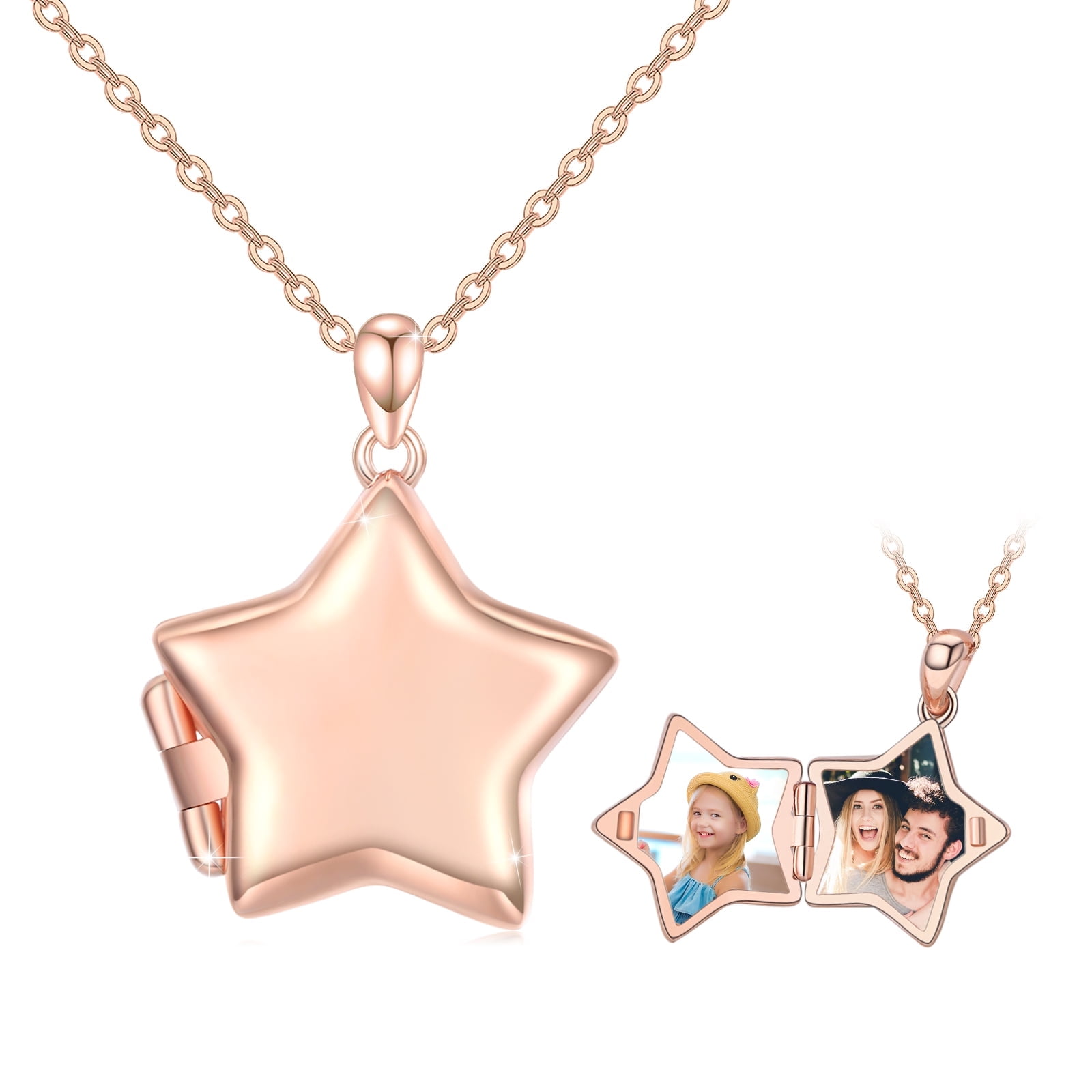 Cuoka 925 Sterling Silver Star Locket Necklace for Mother, Daughter ...