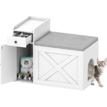Pefilos 37" Enclosed Litter Box Enclosure Hidden Cat Washroom Bench,Cat ...