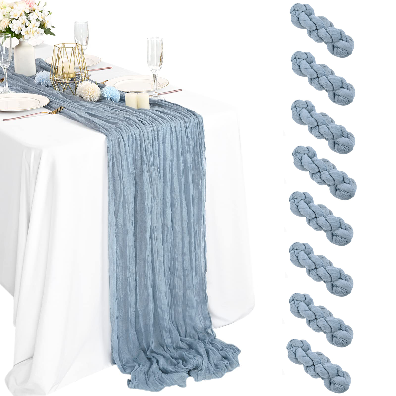 6 Pack Cheesecloth Table Runner Gauze Tablecloth 13FT Long Semi-Sheer ...