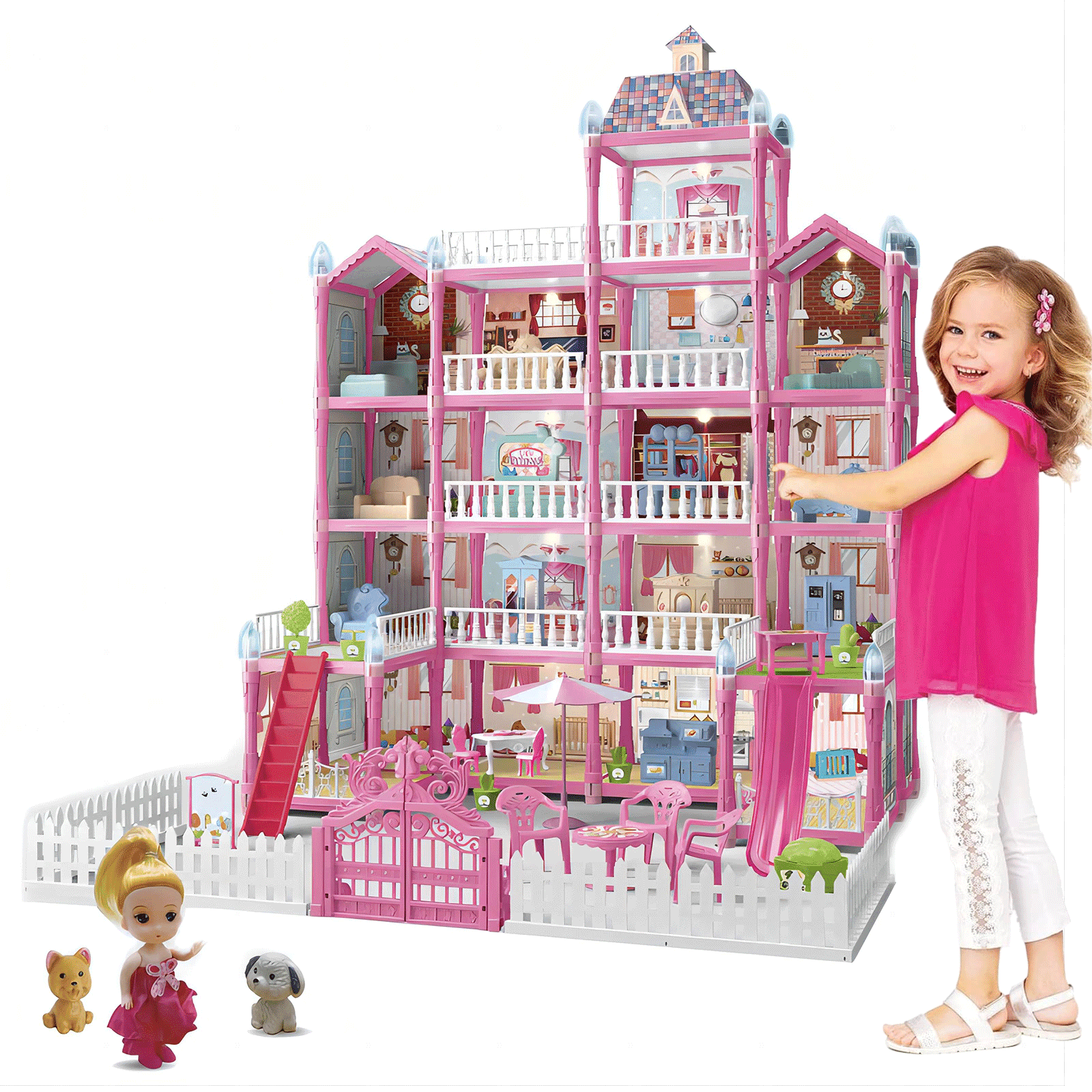 Cuopluber Doll House for Girls Boys,5-Story 19 Rooms DIY Playhouse ...