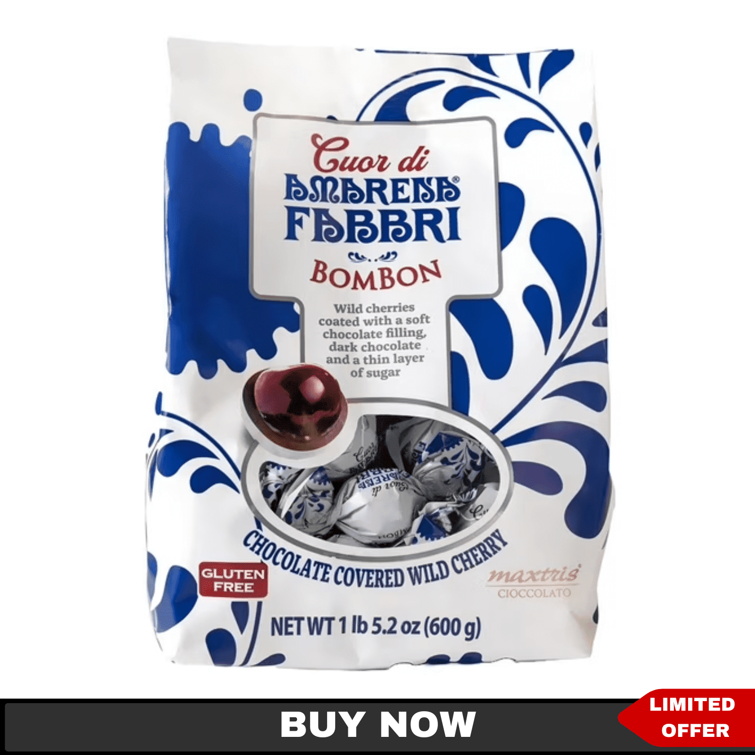 Cuor di Amarena Fabbri Bombo Chocolate Covered Wild Cherries, 21.2 oz ...