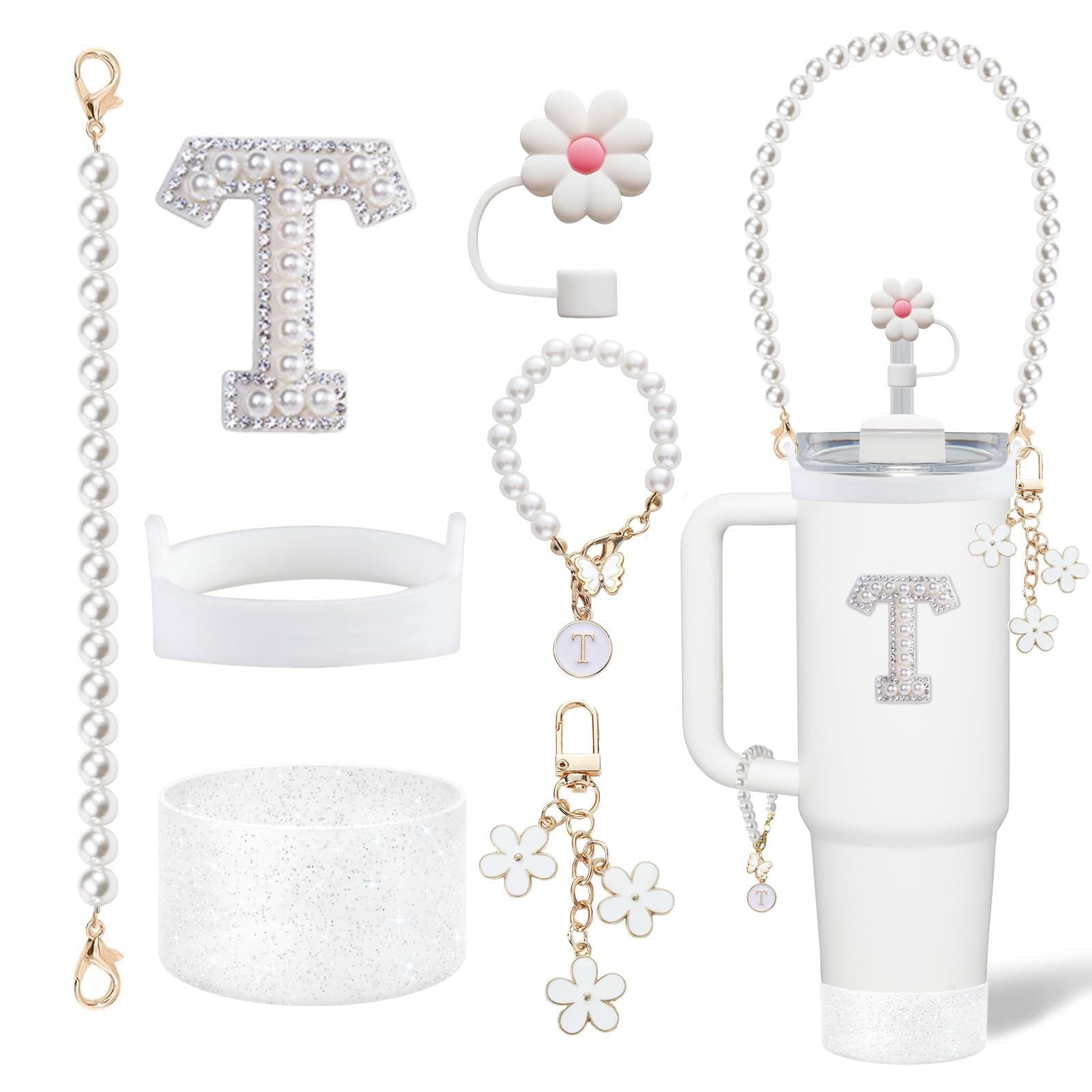 Cup Accessories Set for Stanley- Including Water Bottle Carrying Pearl ...