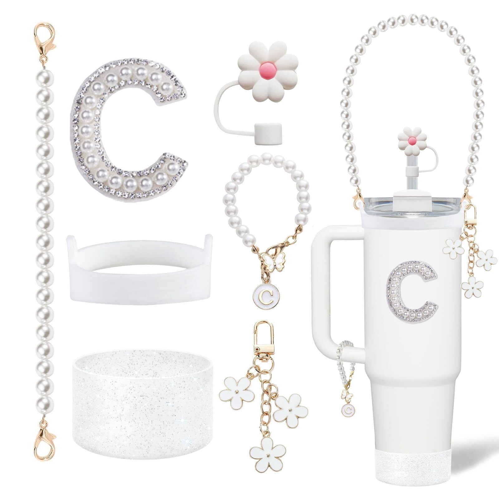 Cup Accessories Set for Stanley- Including Water Bottle Carrying Pearl ...
