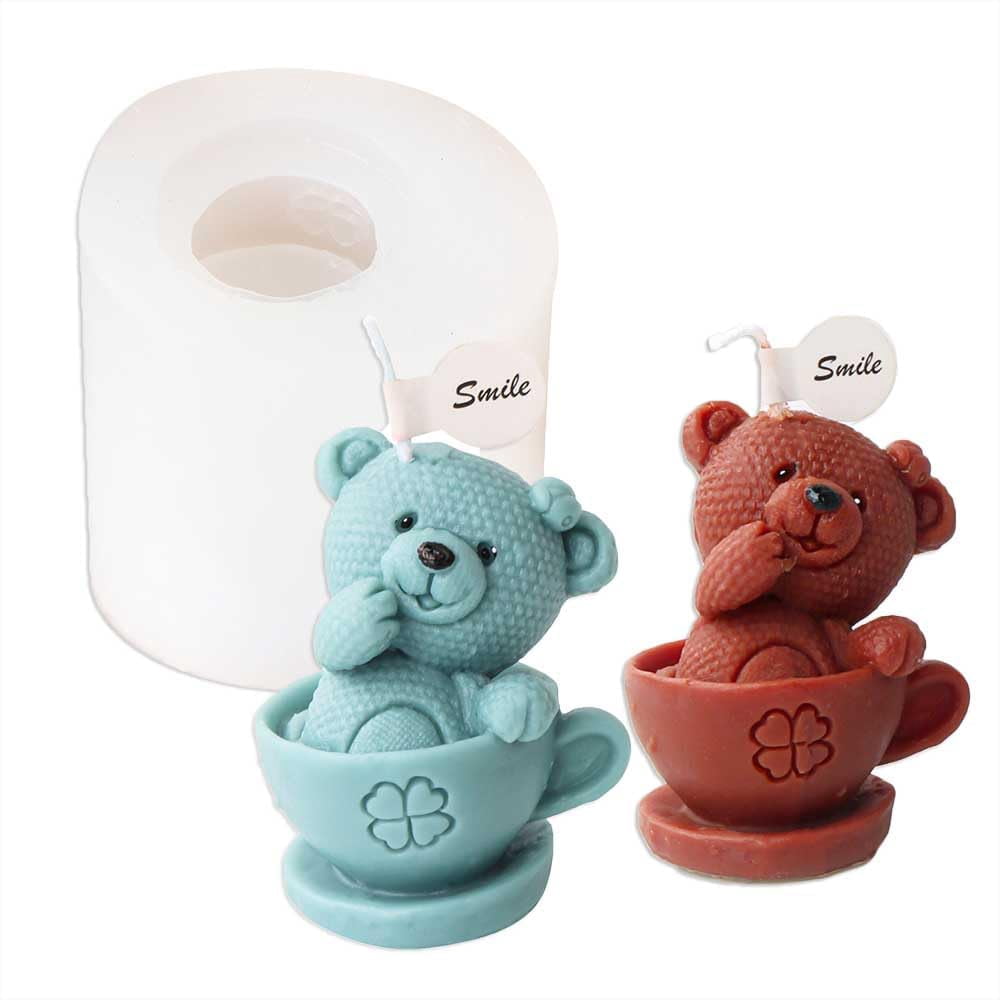 Cup Bear Shape Candle Silicone Molds for Making Candle, Resin ...