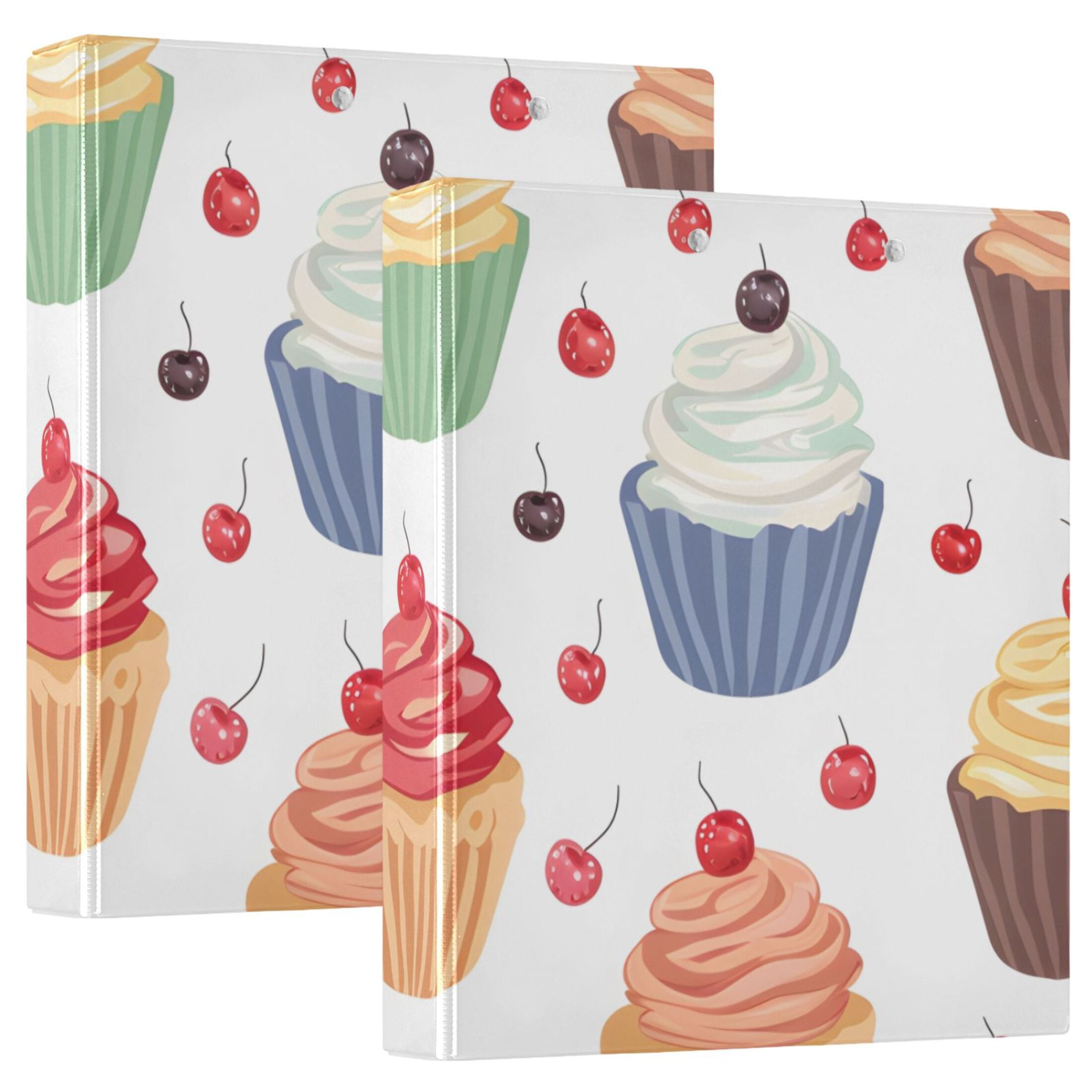 Cup Cakes 3 Ring Binders 1.5 inch Hardcover File Folders with Interior ...